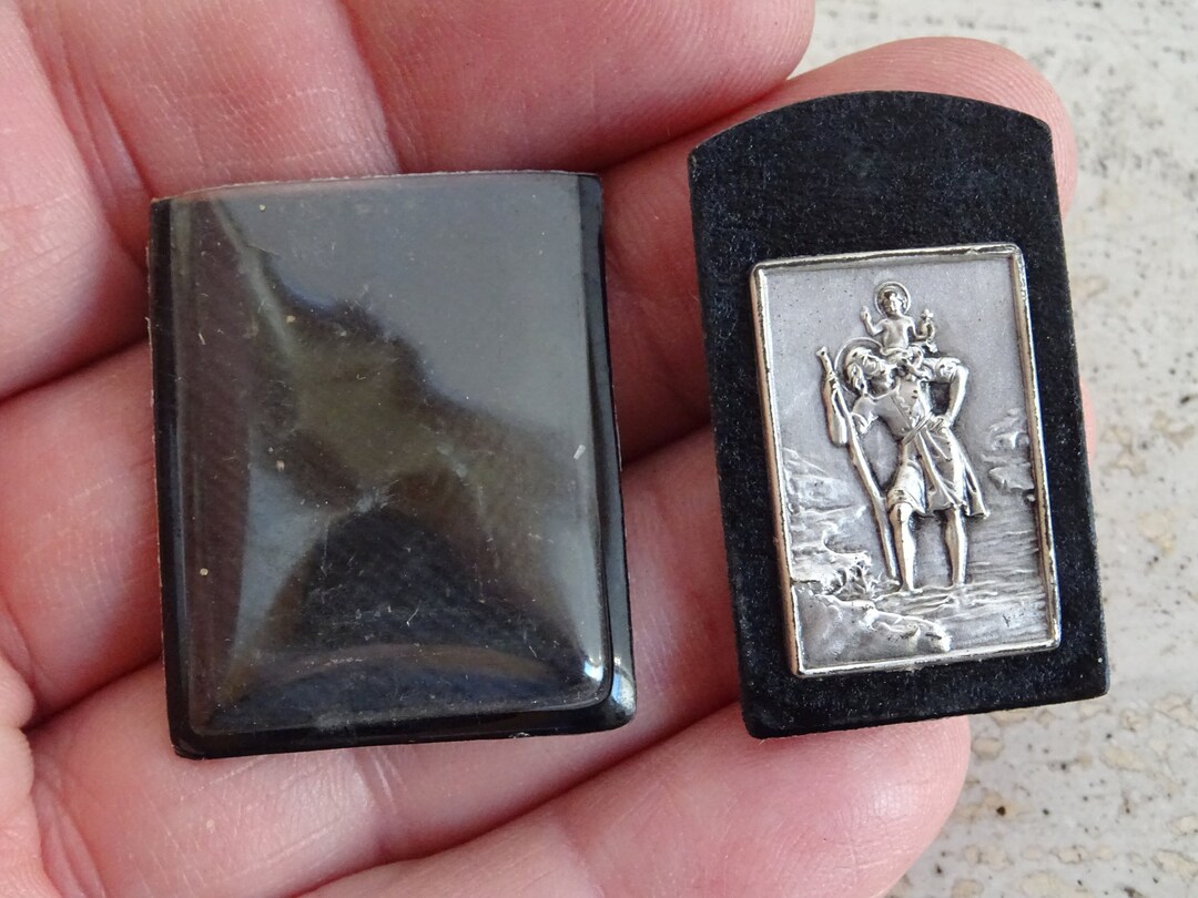 Religious Catholic Pocket Shrine Relic Holder With Silver Plated Plaque ...