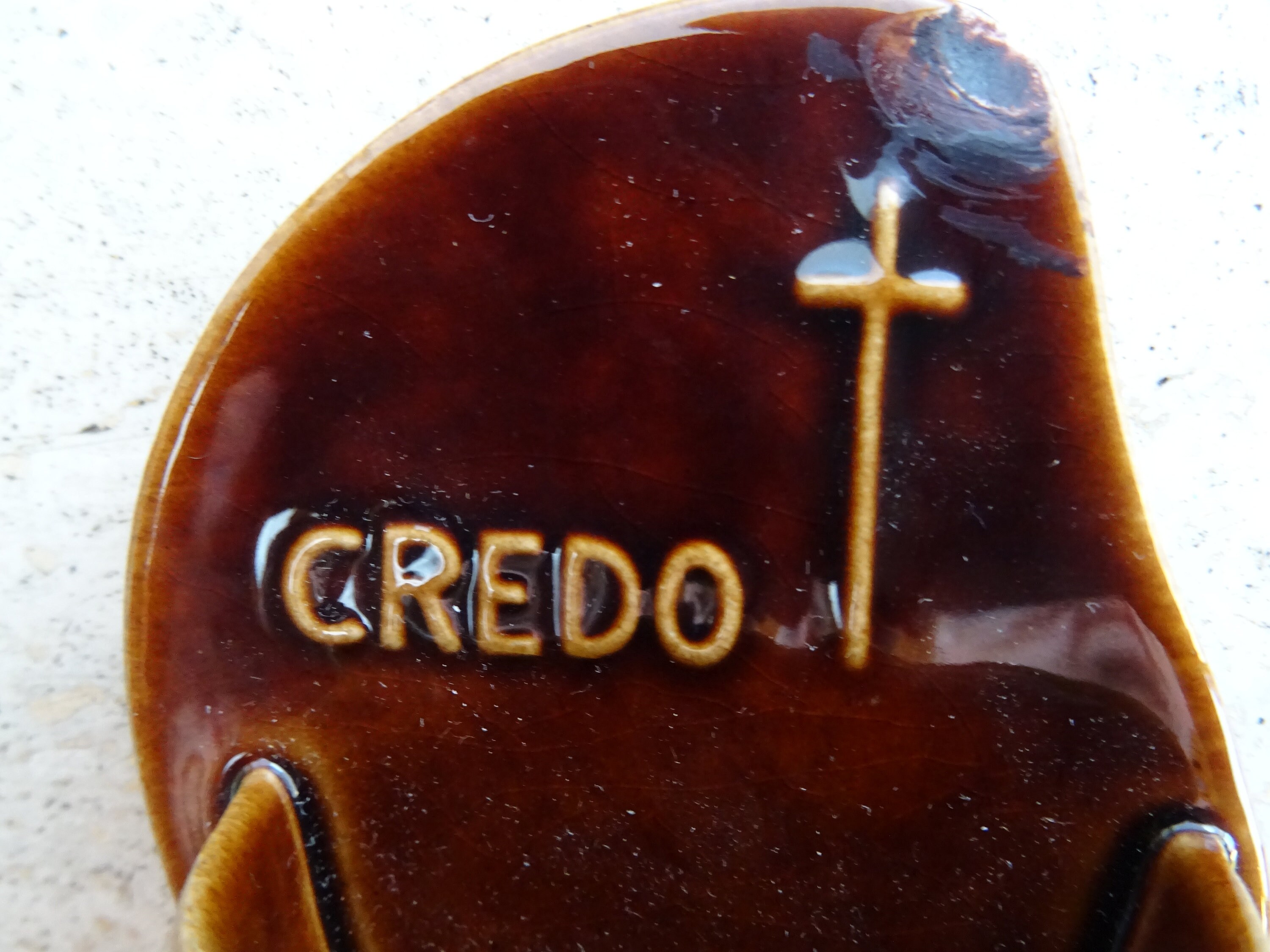 Religious Catholic French Glazed Ceramics Pottery Holy Water Font Stoup ...