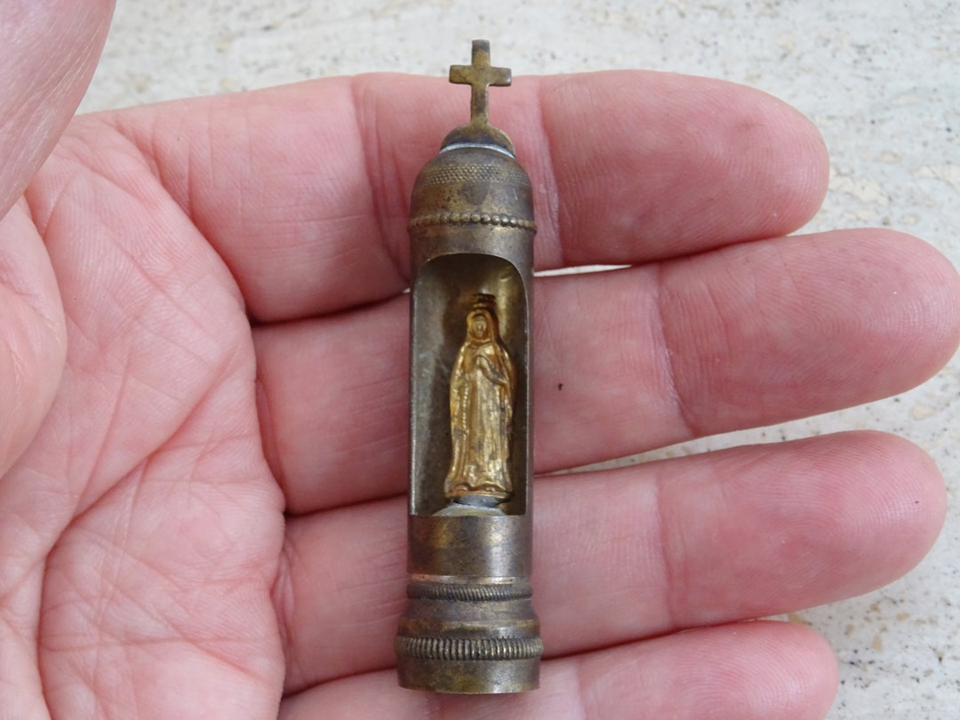 Religious French Copper Catholic Pocket Shrine Altar Chapel Reliquary ...
