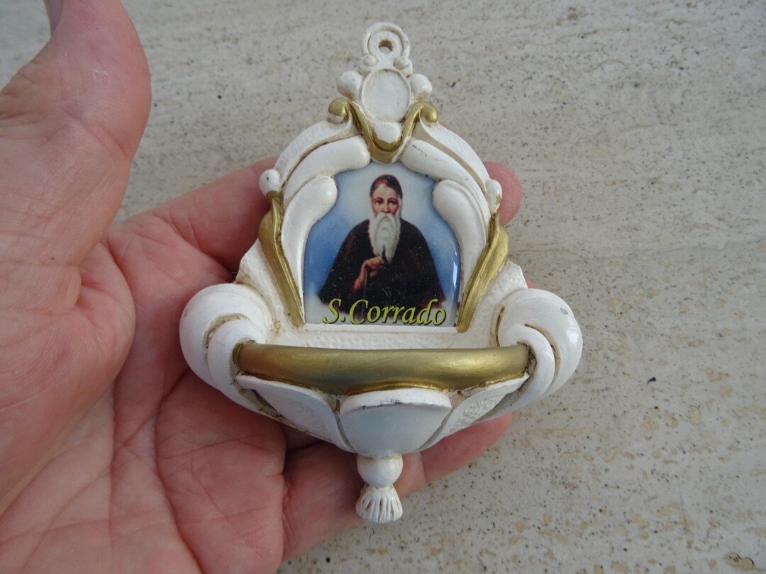 Religious Catholic Holy Water Font Stoup With Saint Corrado. ( XX 5 ...