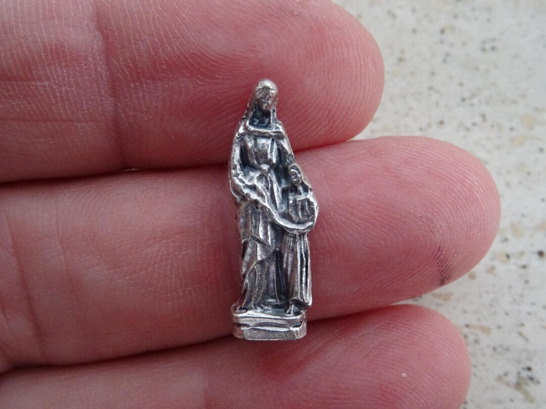 Religious Vintage French Catholic Silvered Statue Pocket Saint Pocket ...