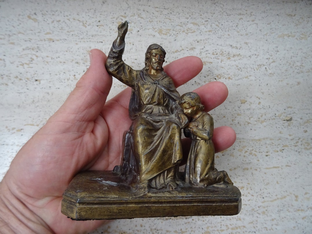 Religious Antique French Catholic Copper Statue Altar of Holy Jesus ...