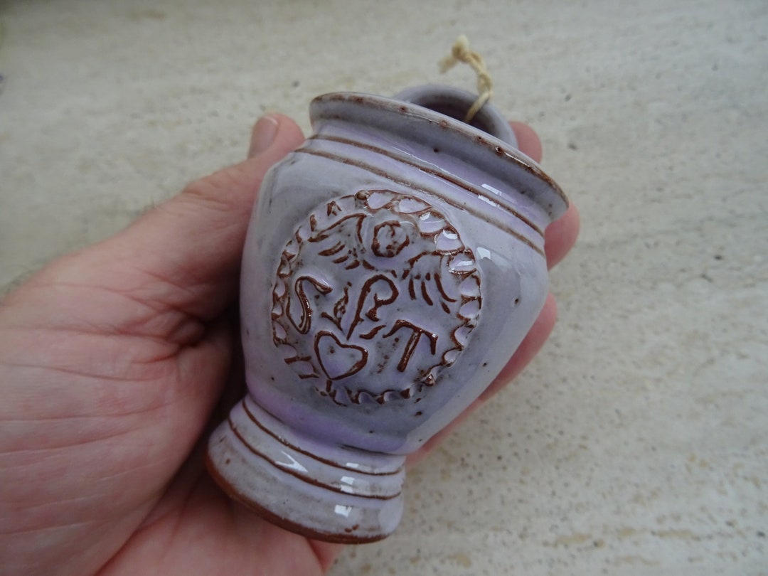 Religious Catholic French Glazed Ceramics Pottery Holy Water Font Stoup ...