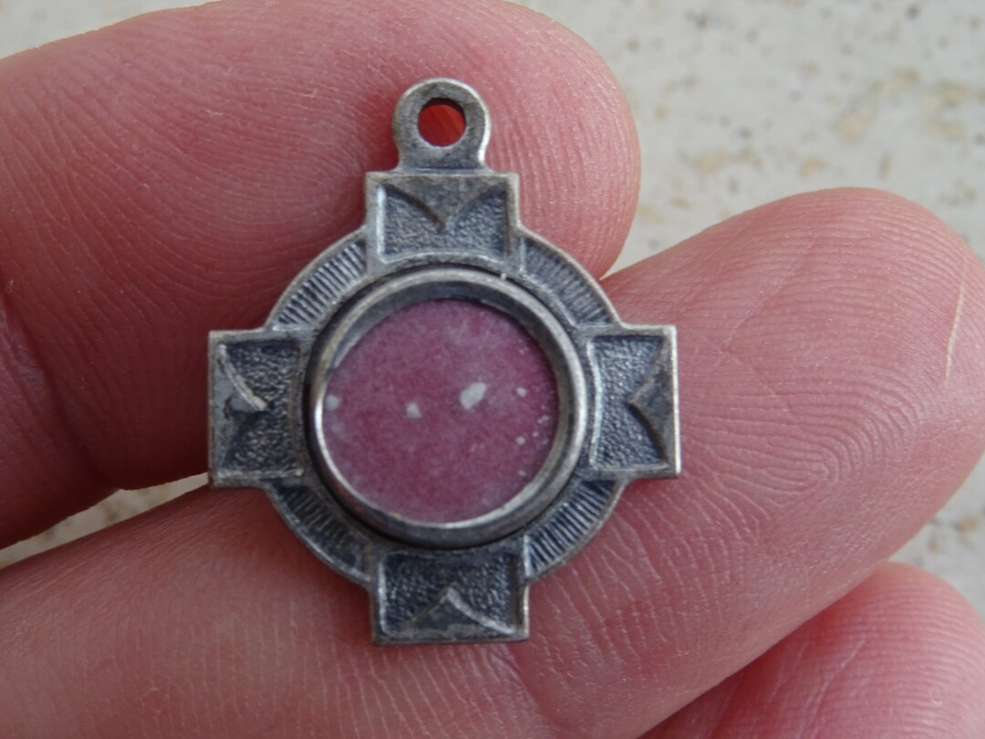 Religious Antique French Silver Plated Reliquary Medal Shrine Pendant ...