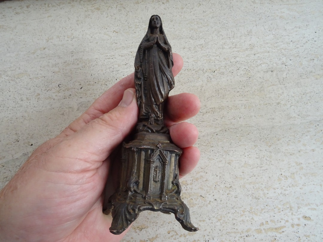 Religious Antique French Catholic Gold Plated Ledden Statue Figurine of ...