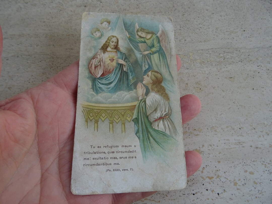 Religious Antique Catholic Card Lithography of Holy Jesus Christ With ...