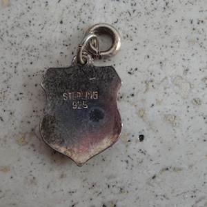 Vintage Silver ( MARKED 825 ) Enameled Travel Shield Charm, Memory ...