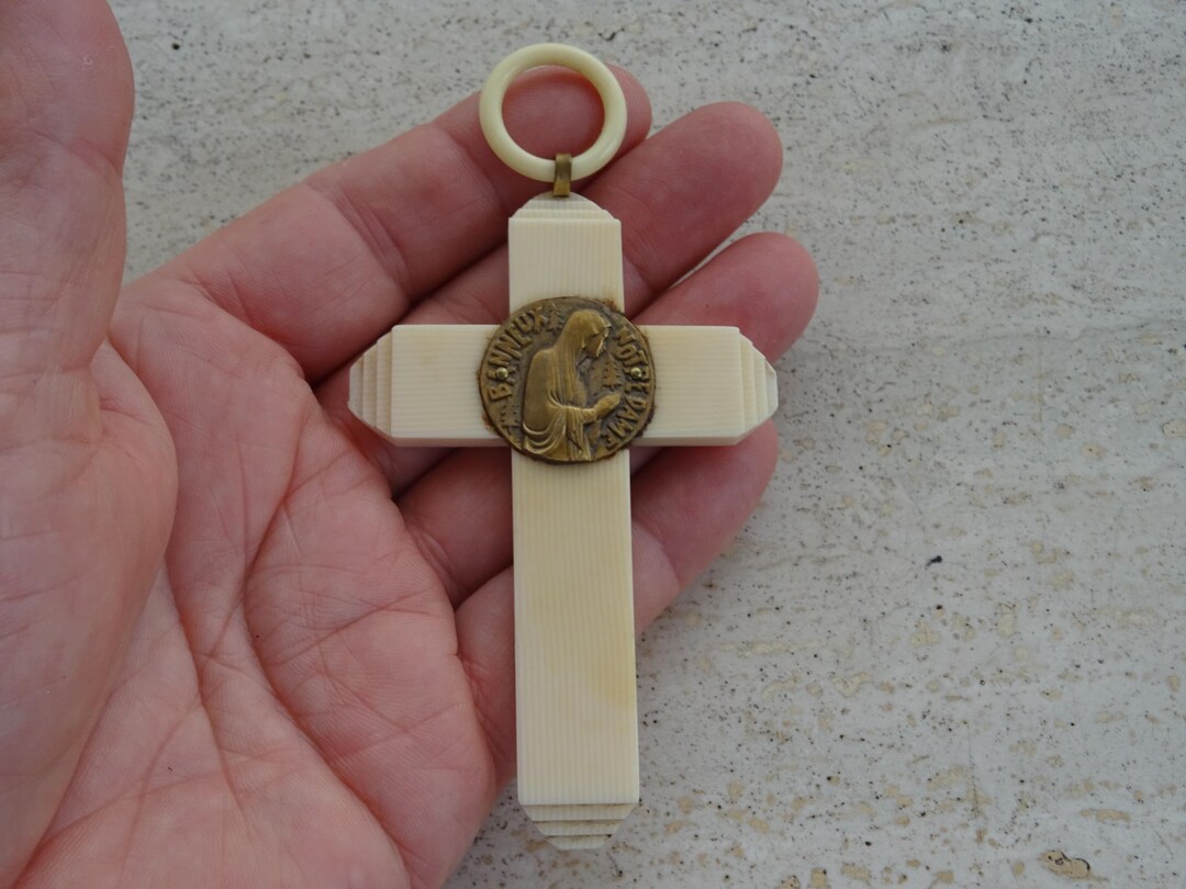 Religious Antique Bakelite Cradle Medal Pendant Medallion Baby ...
