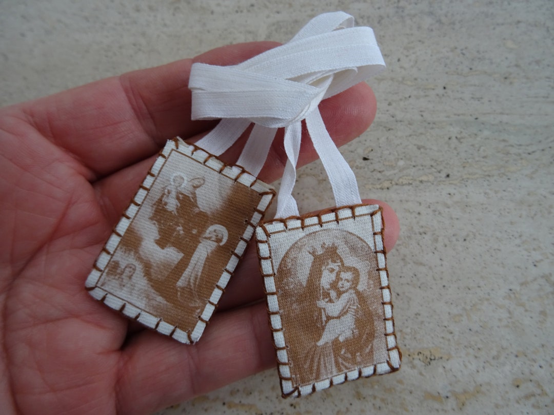 Religious Antique Catholic Scapular Reliquary Relic Shrine Holy Virgin ...