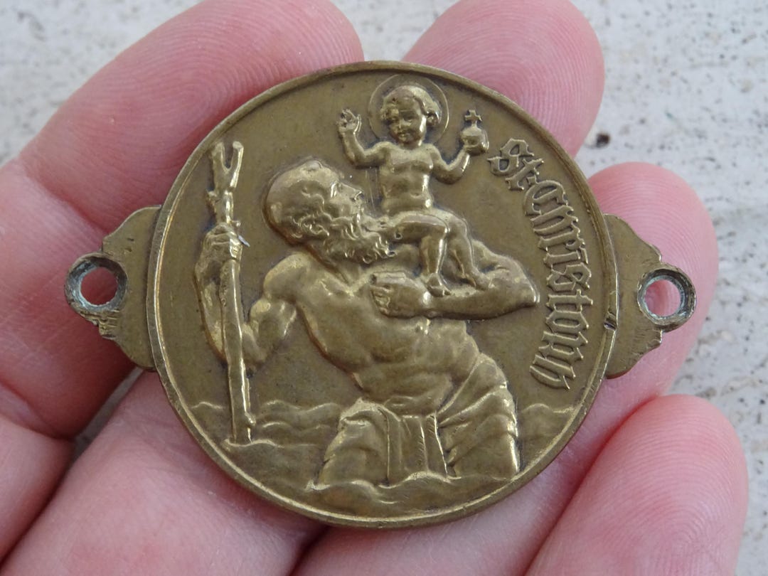 Religious Antique Copper Catholic Token Slider Pendant Medal of Saint ...