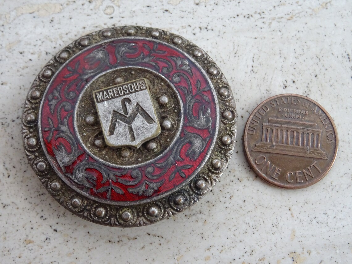 Religious Antique French Catholic Silver Plated Enameled Brooch ...