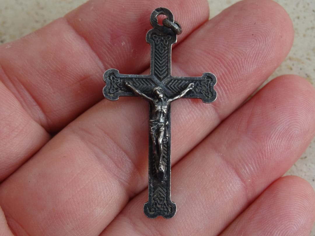 Religious Antique Silver ( MARKED ) French Catholic Crucifix Pendant ...