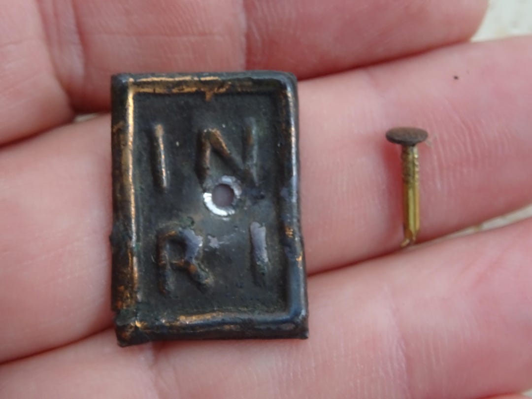 Religious Antique Copper Element of a Cross Crucifix INRI With Nail ...