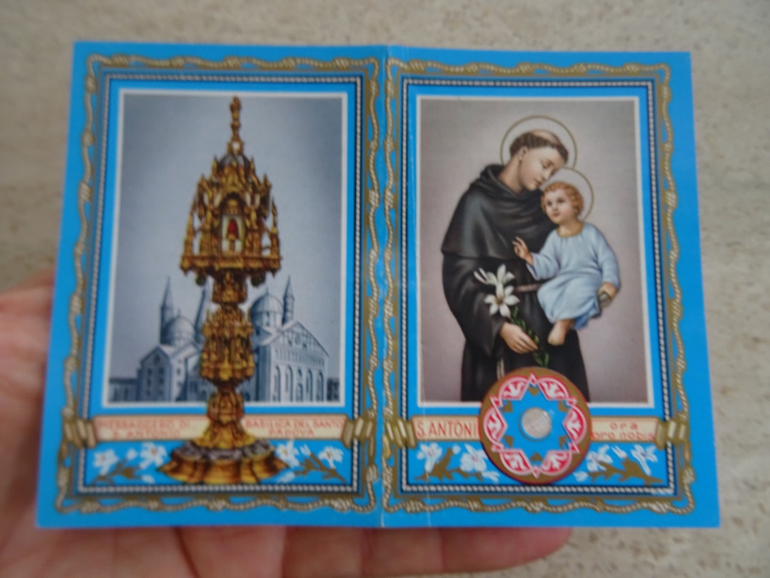 Religious Catholic Card Shrine Reliquary With Relic of Saint Anthony of ...