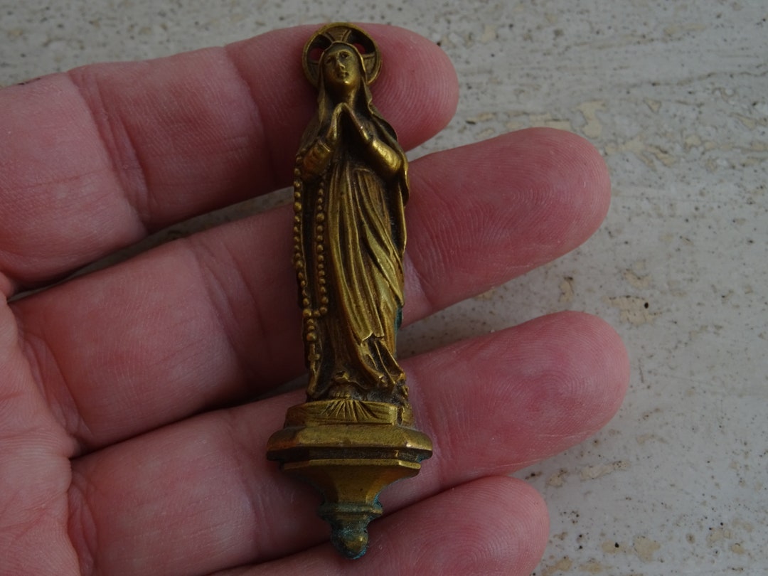 Religious Antique French Copper Catholic Figure Miniature Statue of ...