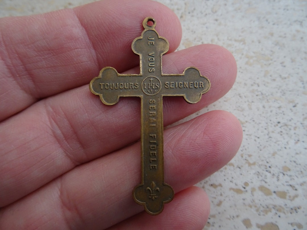 Religious Antique French Copper Cross Crucifix Pendant Pectoral Cross ...
