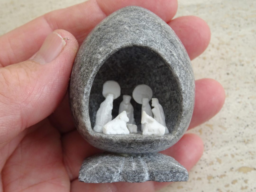 Rare Religious Catholic Shrine Miniature Nativity Scene of Stone of the ...