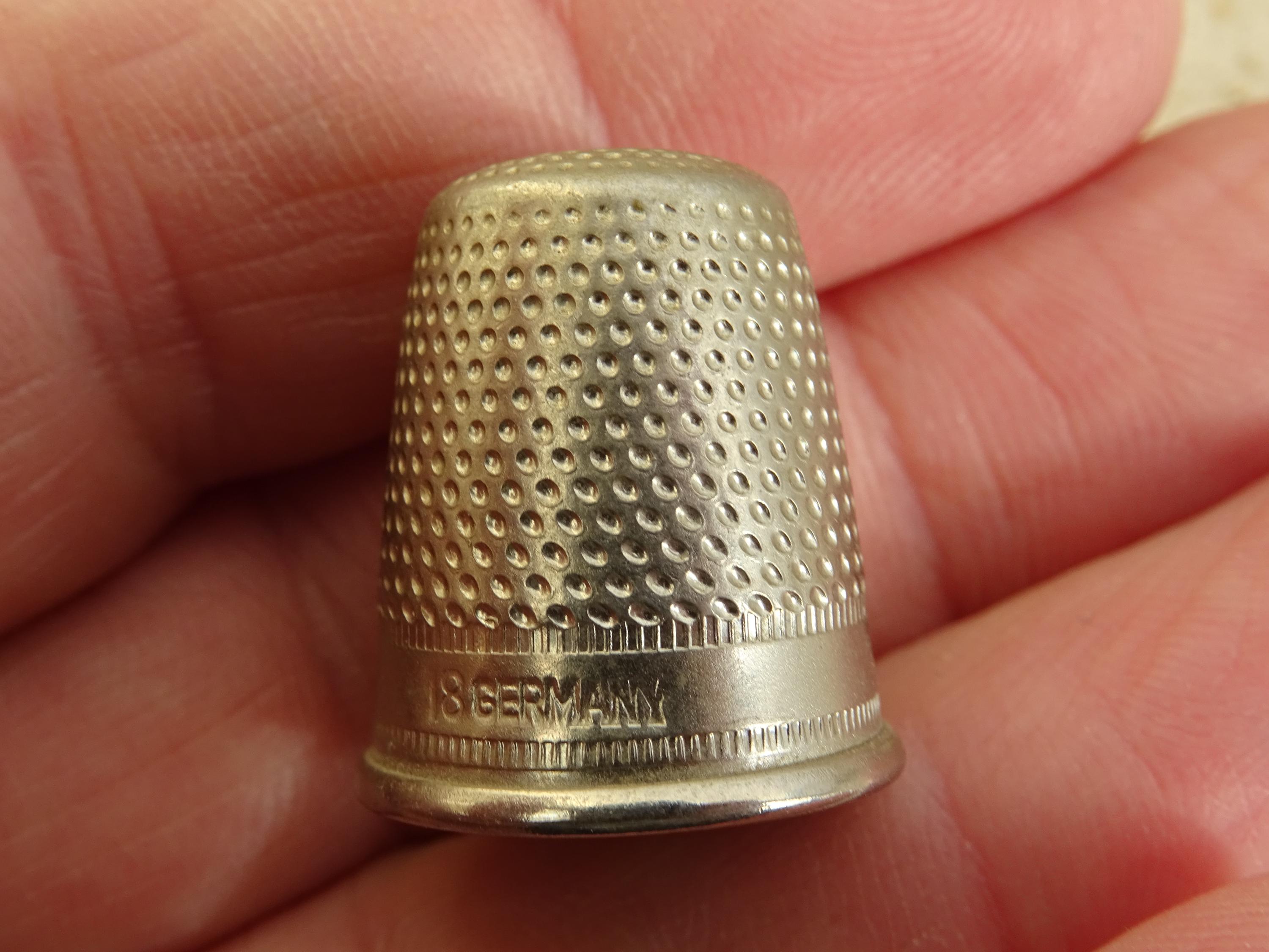 Vintage Silvered Thimble Thimbleful With Travel Shield Thimble Crest ...