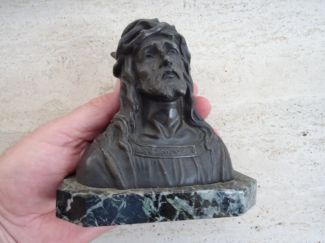 Religious Antique Catholic French Bronze Statue Bust Torso of Holy ...