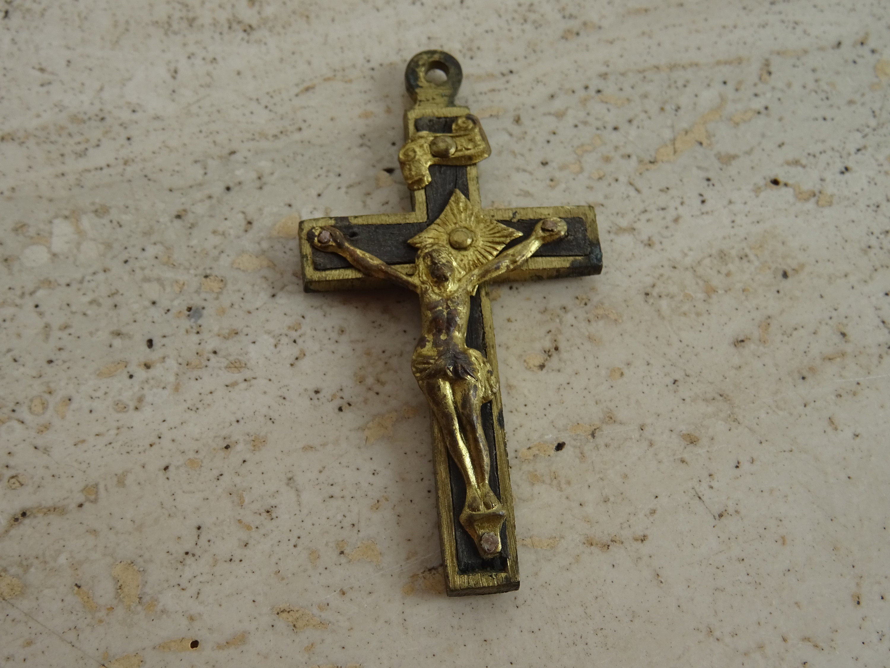 Religious Antique French Copper Catholic Crucifix With Pendant Cross ...
