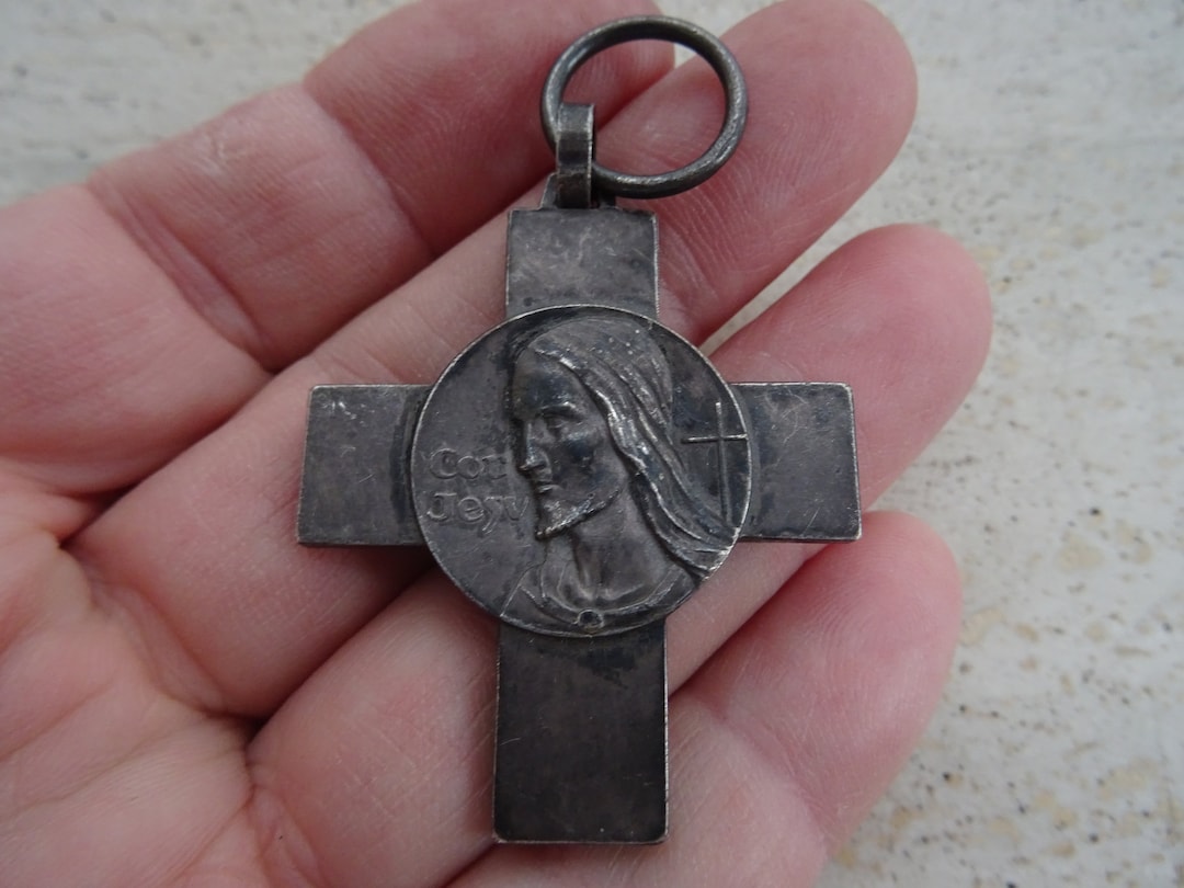 Religious Antique French Catholic Copper Crucifix Pendant Cross ...