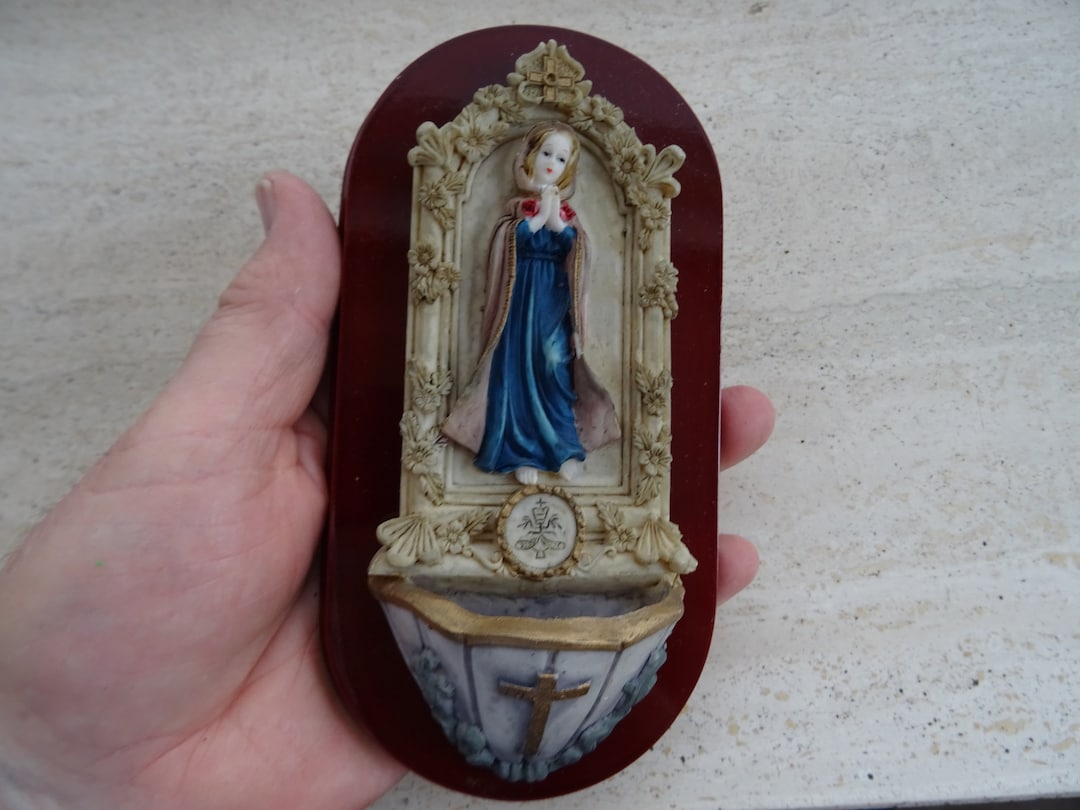 Regious Catholic Holy Water Font Stoup With a Praying Holy Virgin Mary ...