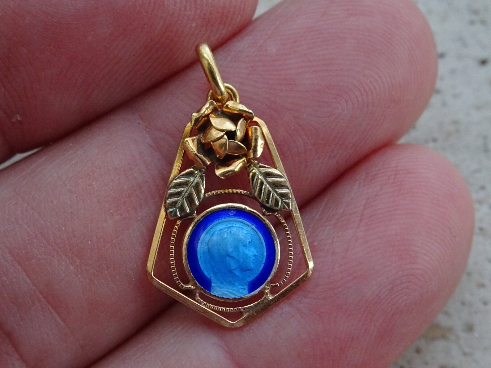 Religious Antique Vermeil Catholic Enameled Medal Pendant Medallion ...