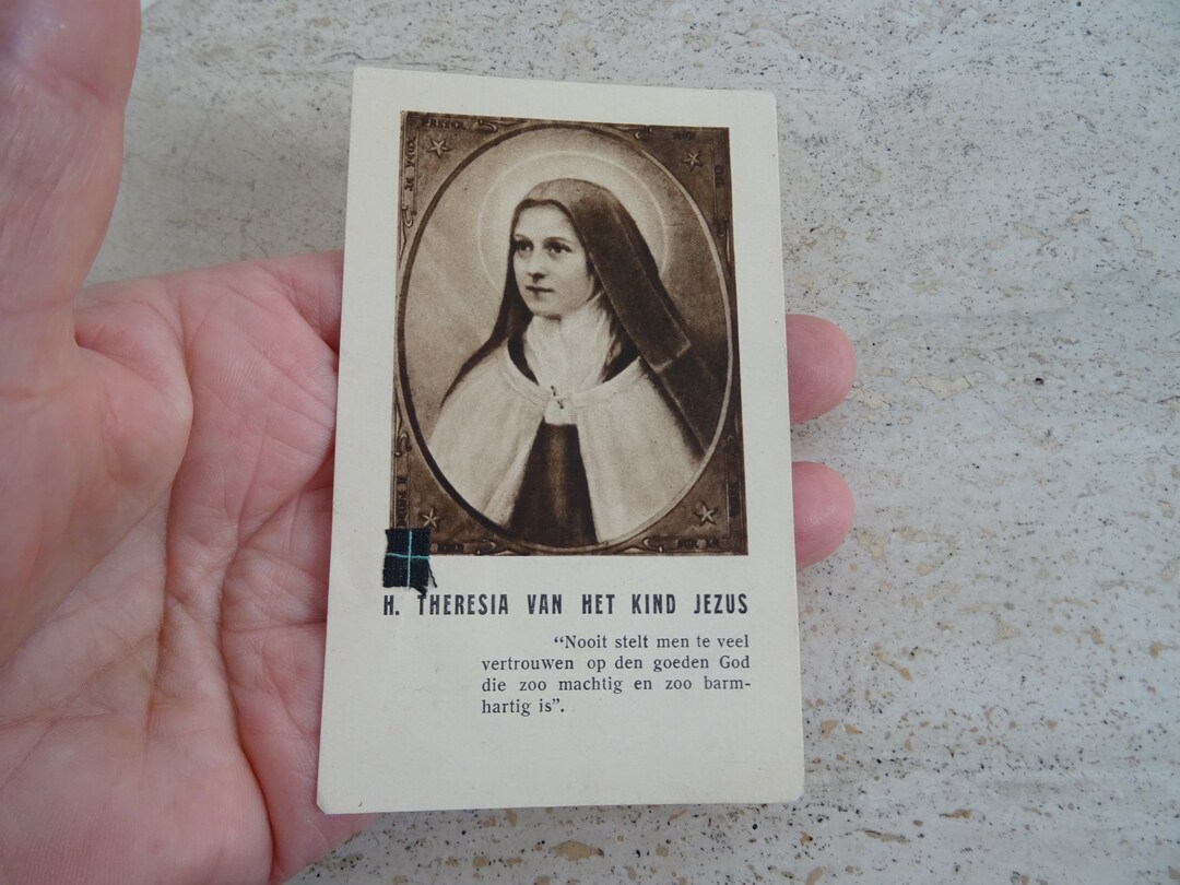 Rare Religious Antique French Catholic Relic Reliquary Shrine Card With ...