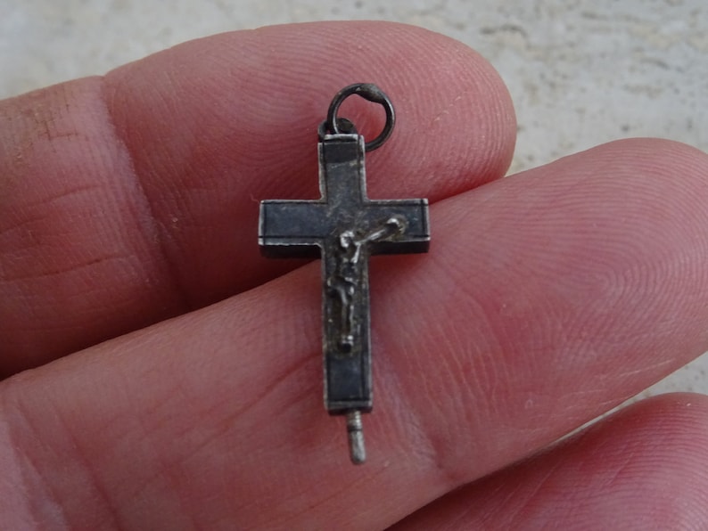 Rare Religious Antique Silver ( MARKED ) Shrine Pendant to Open Cross ...