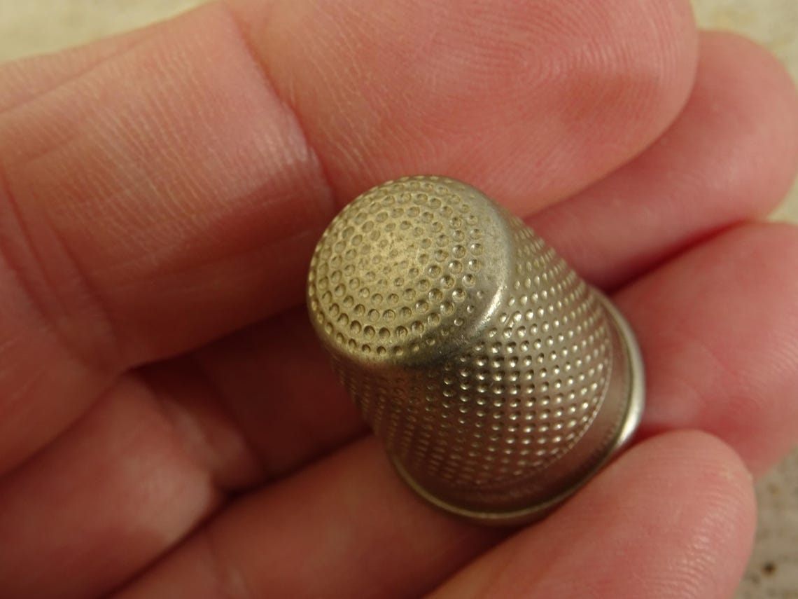 Vintage Silvered Thimble Thimbleful With Travel Shield Thimble Crest ...