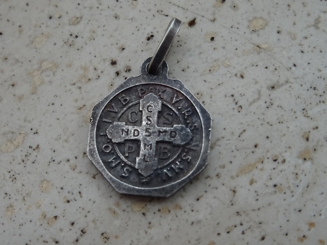 Religious Antique Silvered Catholic Medal Pendant Medallion Holy Charm ...