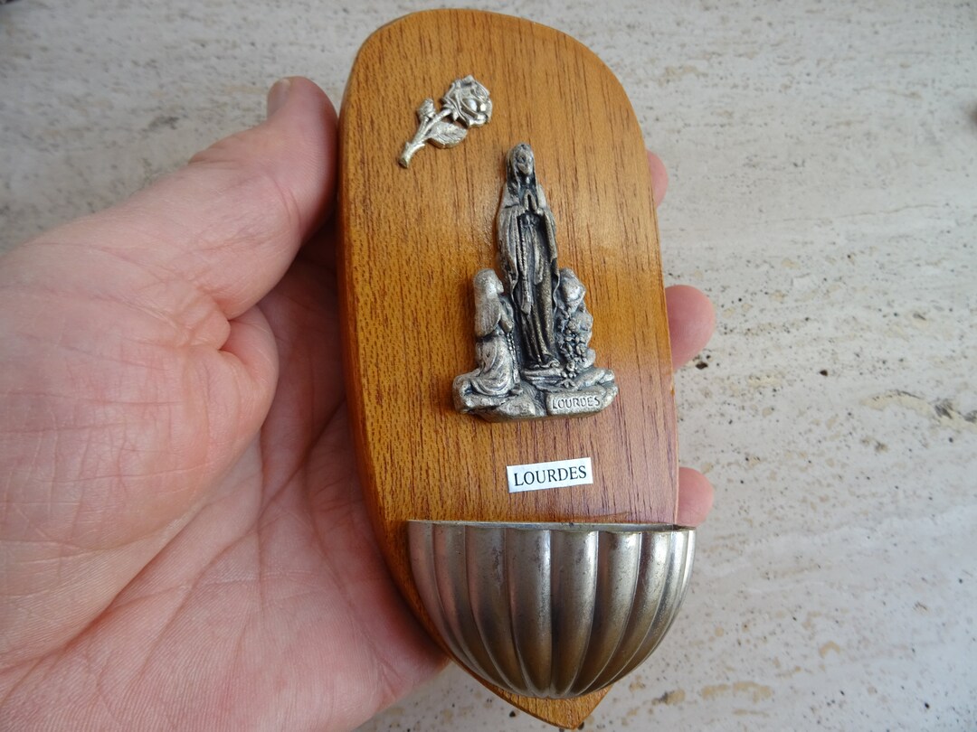 Religious Vintage Catholic French Wooden Holy Water Font Stoup of Holy ...