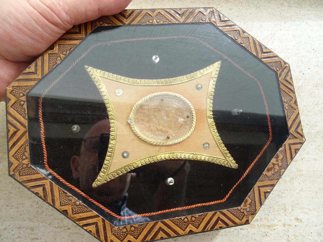 Very Rare Museal Religious Antique French Wooden Catholic Picture Relic ...