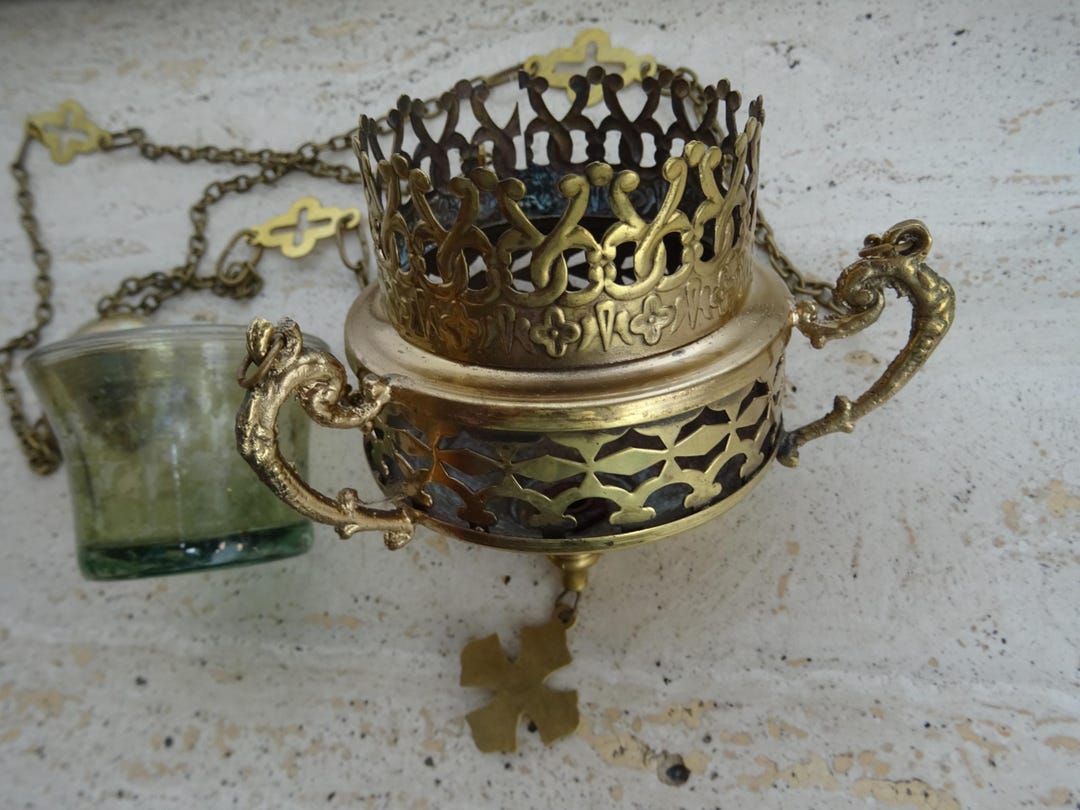 Religious Antique French Gods Lamp Godslamp Sanctuary Lamp Brass With ...