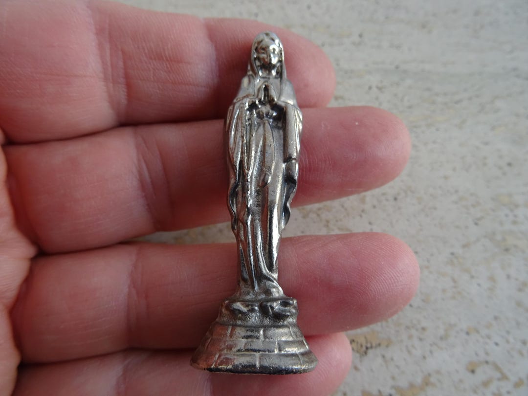 Religious Antique French Catholic Silver Plated Ledden Miniature Statue ...