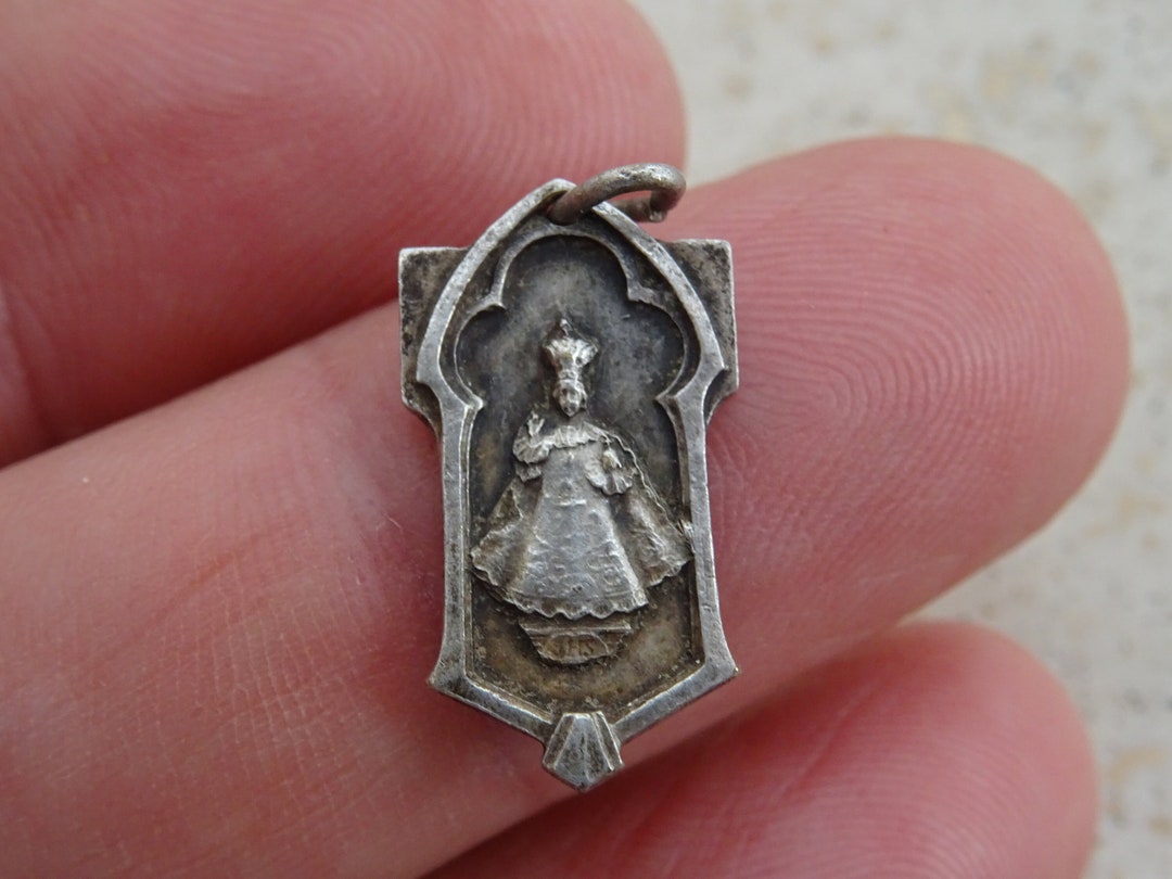 Religious Antique French Catholic Silver Plated Medal Pendant Charm ...