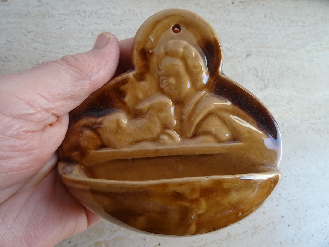 Religious Catholic Holy Water Font Stoup of Ceramics With Guardian ...