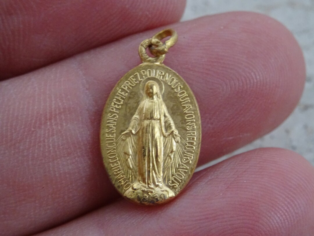 Religious Antique French Vermeil Gold Plated Medallion Pendant ...