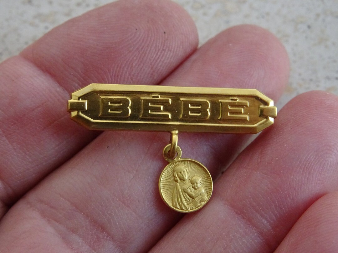 Broche religioso antiguo católico francés bañado en oro vermeil para ...