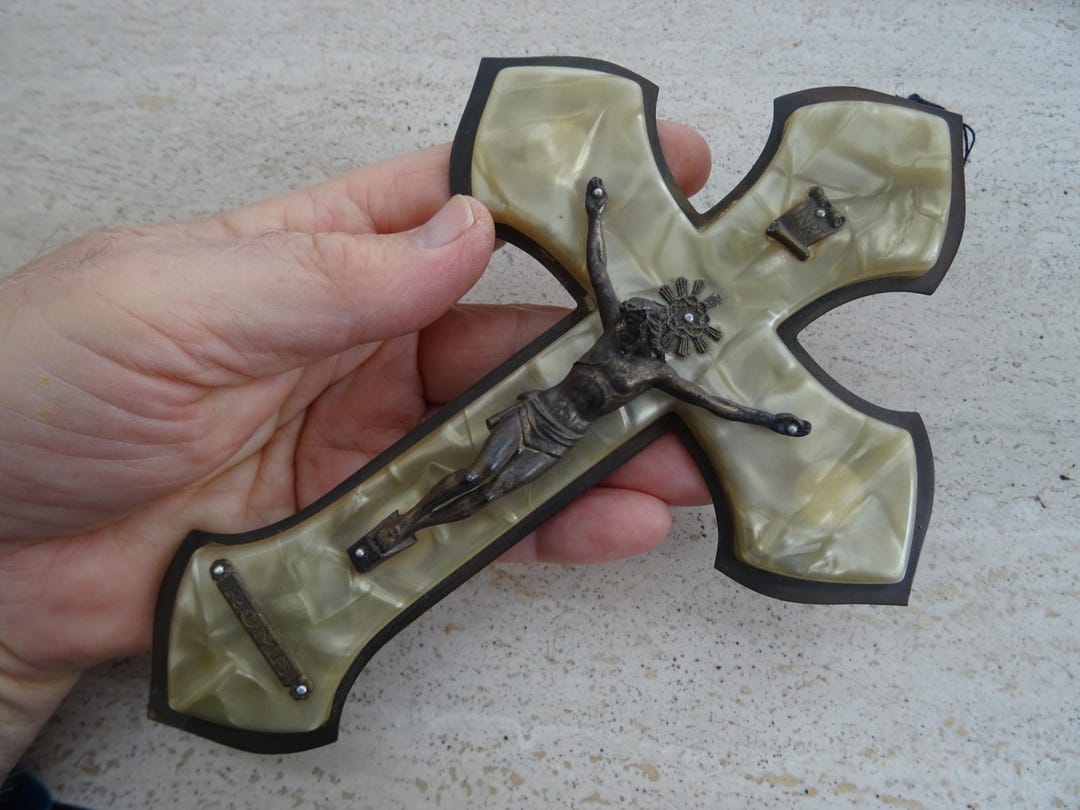 Big Religious Vintage Italian Silver Plated Crucifix Cross With Corpus ...