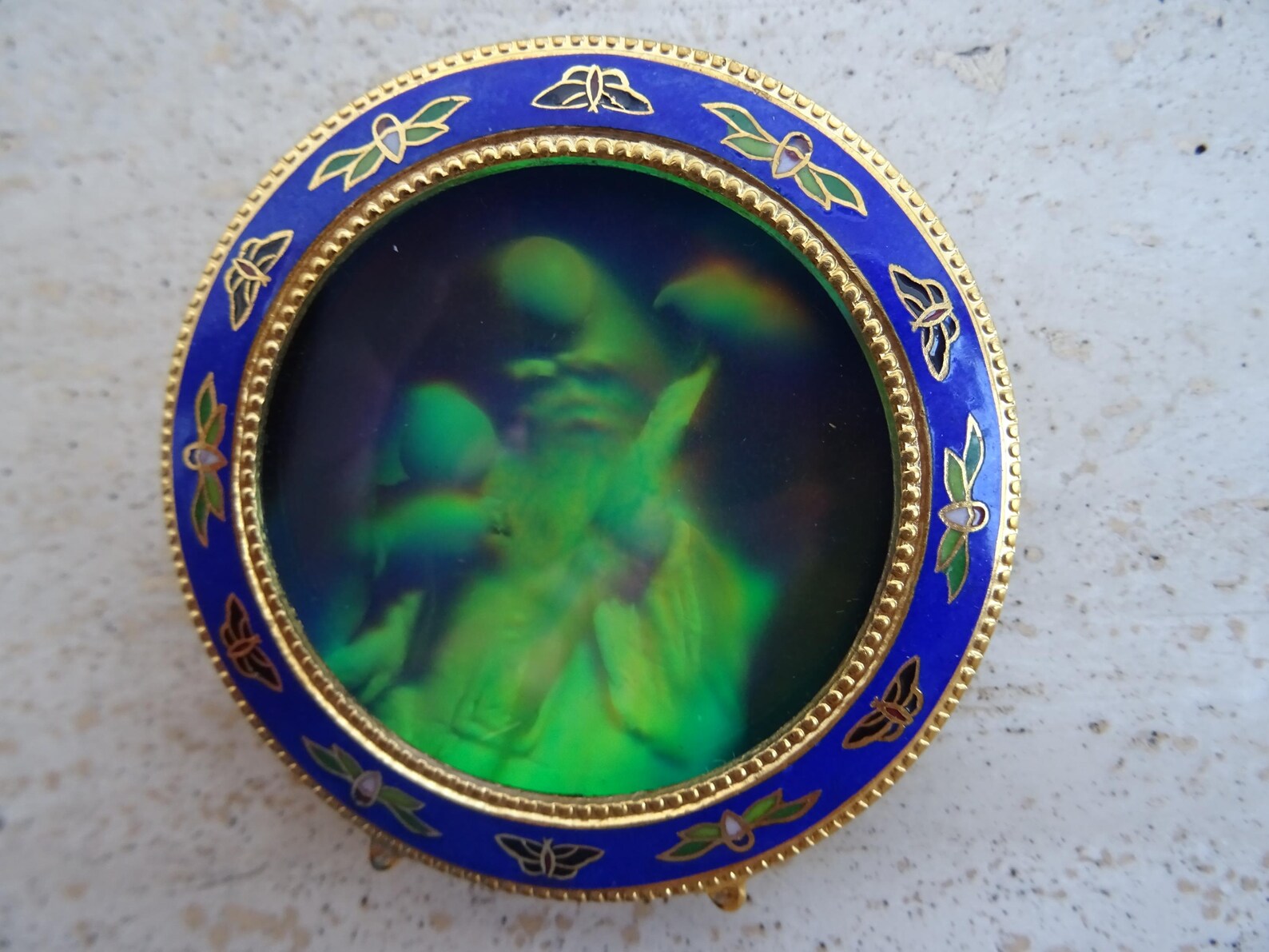 Religious Vermeil Gold Plated Enamelled Altar Chapel With Holograph ...