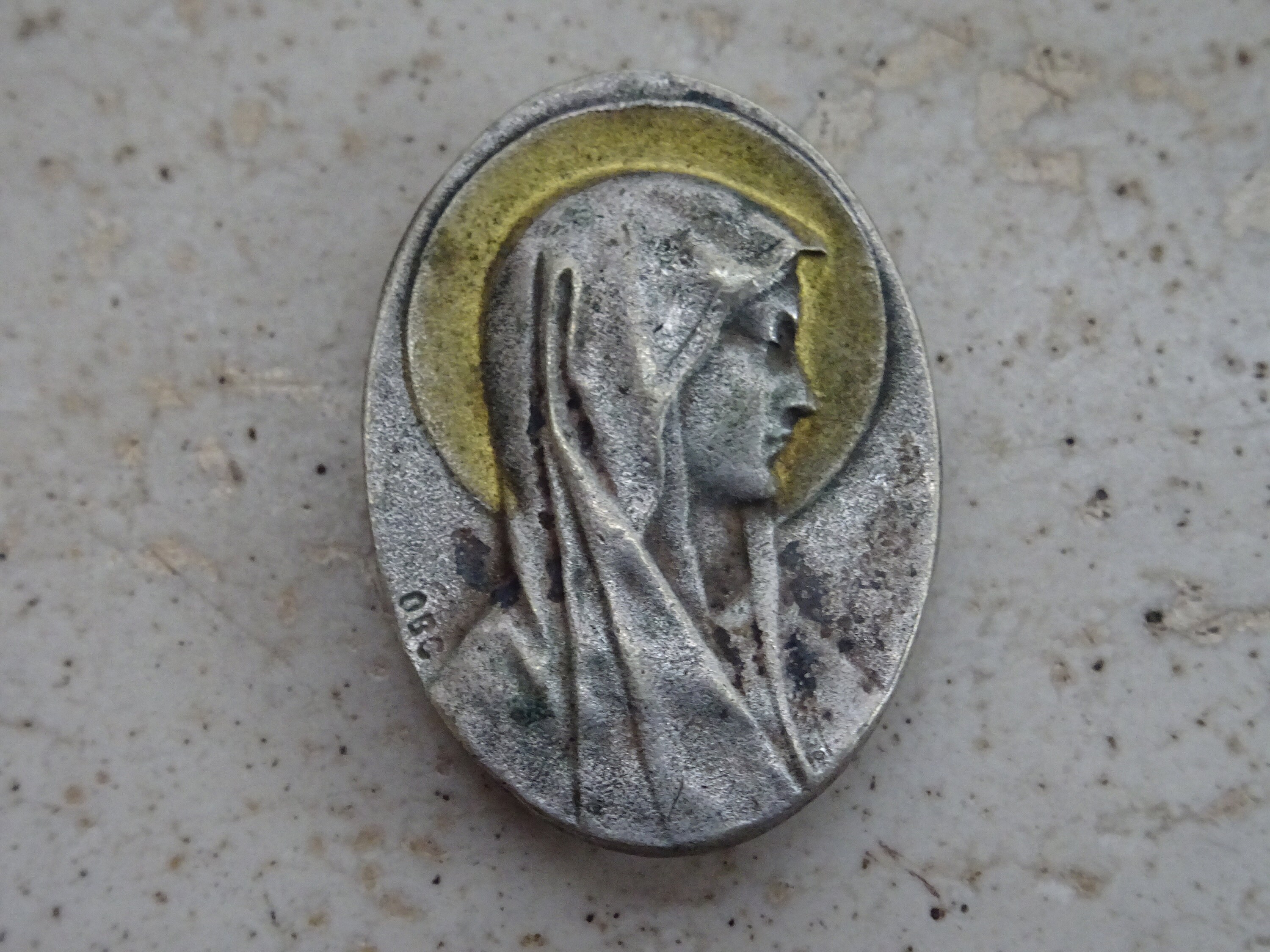Religious Antique Silver Plated Catholic Buckle Medal Pendant Token ...