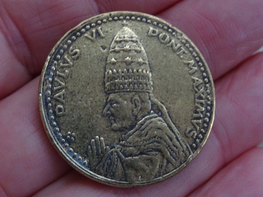 Religious Gold Plated Catholic Vatican Medal Medaillon Token Medallion ...