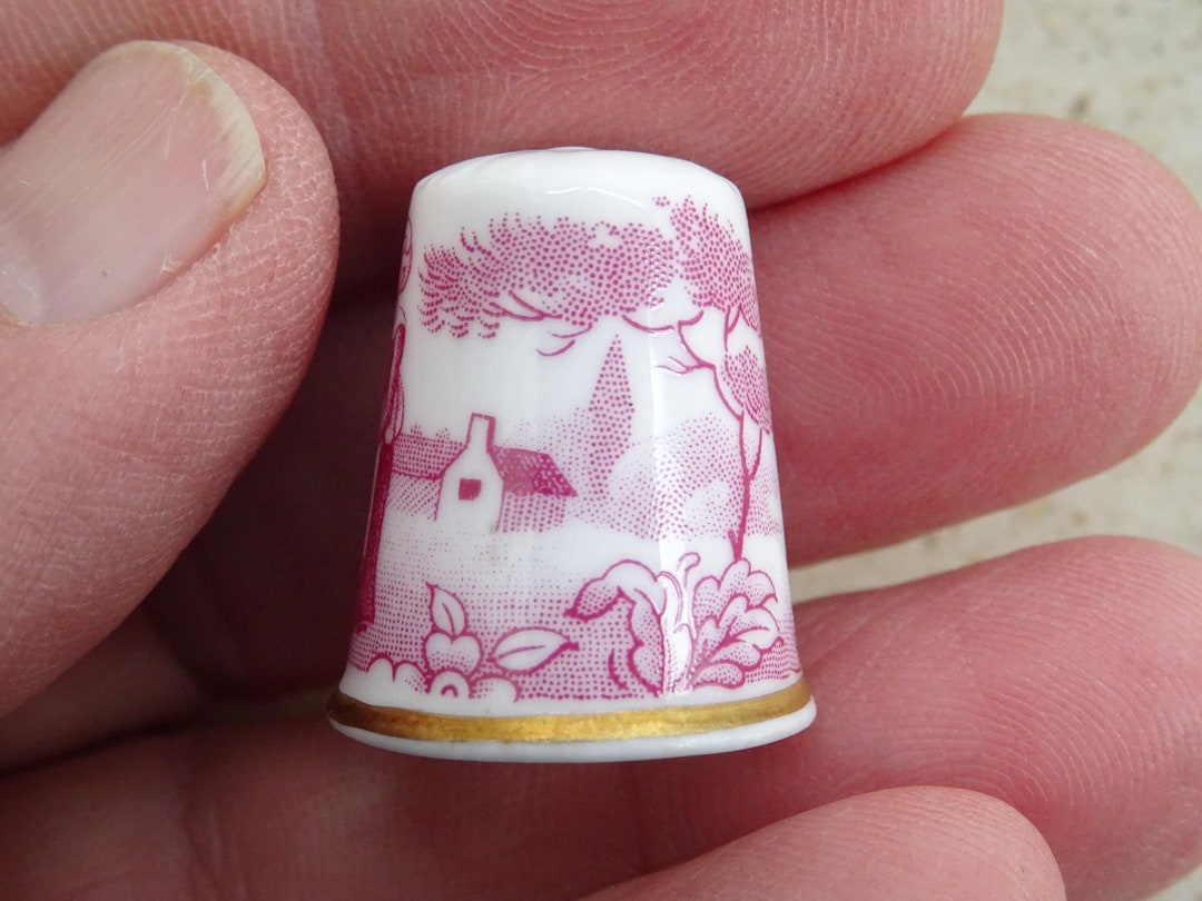 Vintage French Porcelainen Thimble Thimbleful With a Woman and Man at a ...