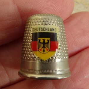 Vintage Silvered Thimble Thimbleful With Travel Shield Thimble Crest ...