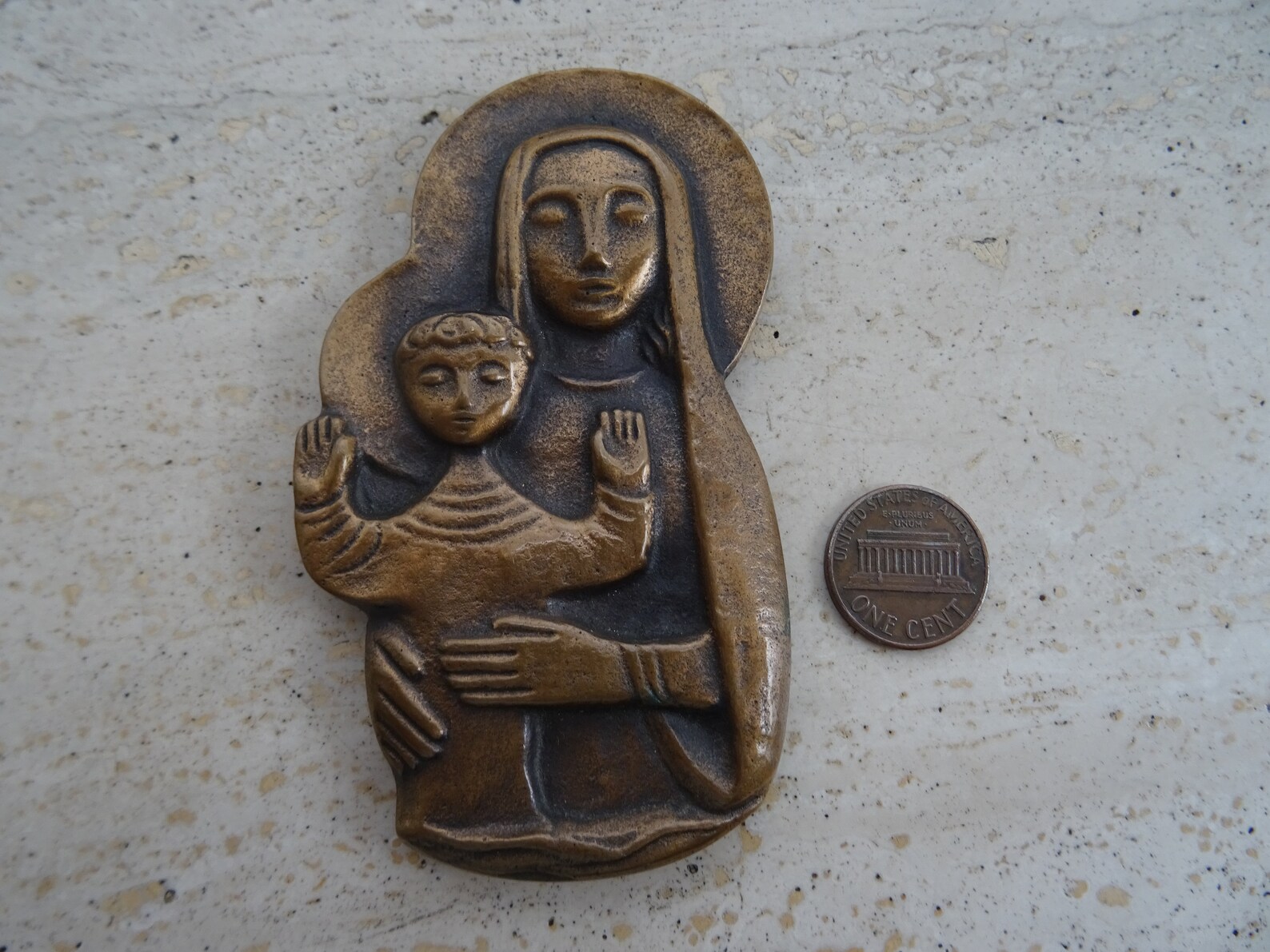 Big Religious Catholic Bronze Medal Pendant Medallion Memorial Tablet ...