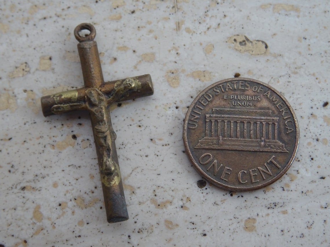 Religious Antique French Catholic Copper Crucifix Pendant Cross ...