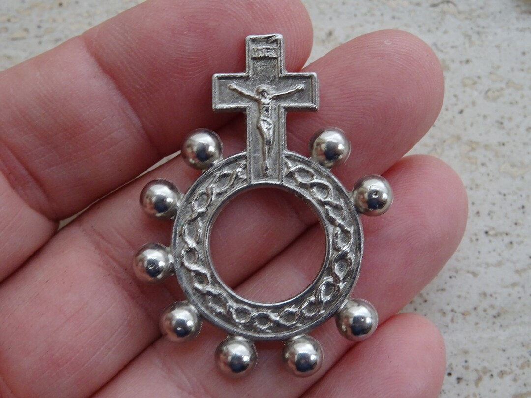 Religious Antique Silver Plated Catholic Finger Chaplet Decade Rosary ...