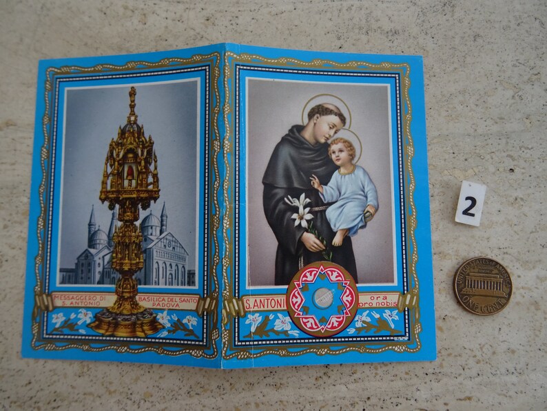 Religious Catholic Card Shrine Reliquary With Relic of Saint Anthony of ...