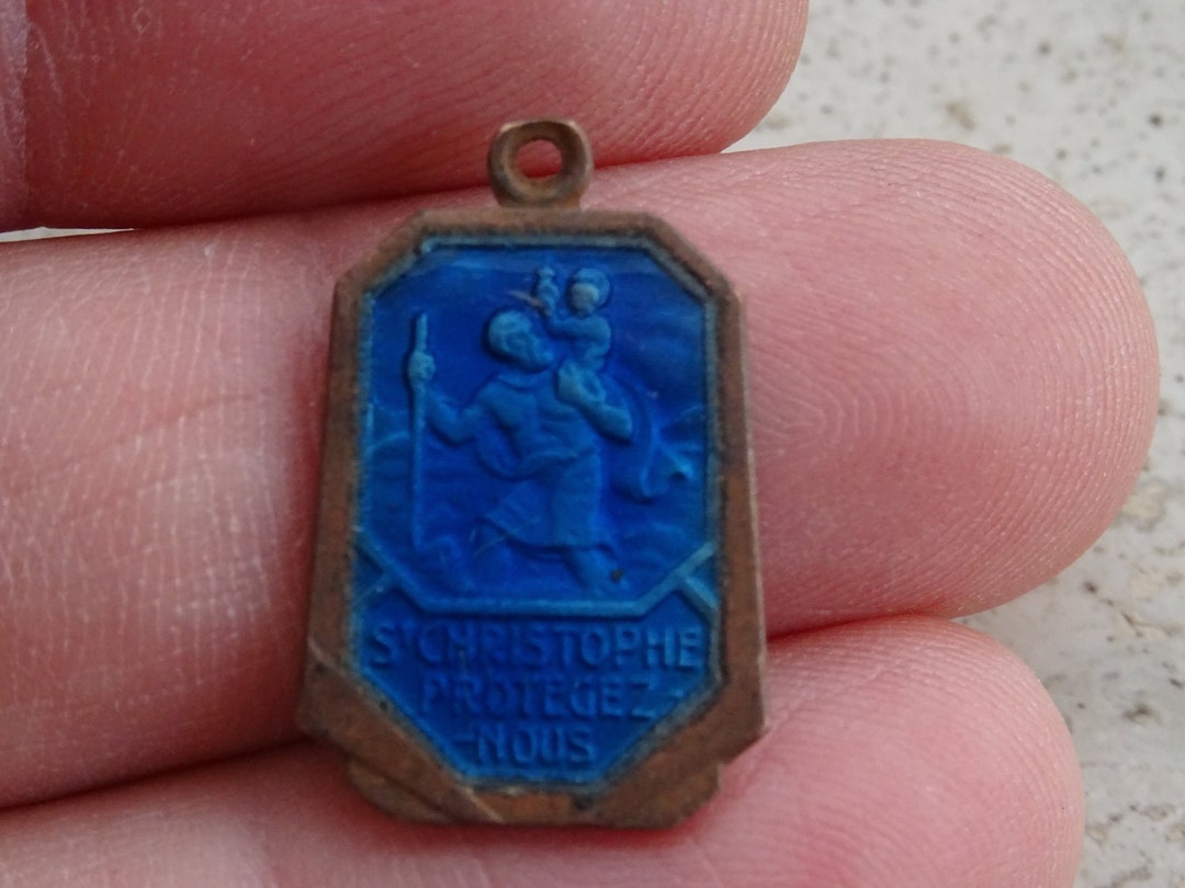 Religious Antique Copper Catholic Enameled Medal Pendant Medallion ...